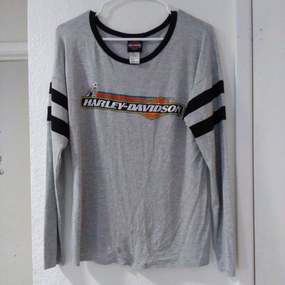 Harley Davidson Tops Harley Davidson M Ls Top W Rhinestones Poshmark